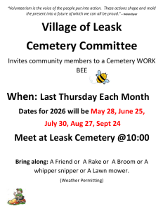 Cemetery WORK BEE Invitation – Village of Leask